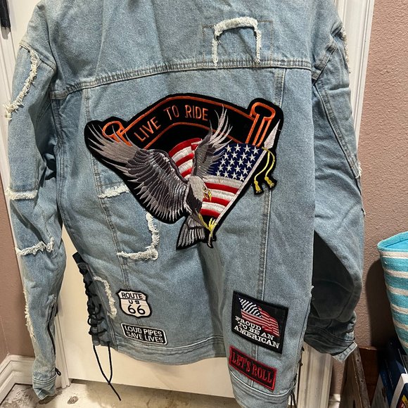 Diamond Plate | Jackets & Coats | Live To Ride Denim Motorcycle Jacket ...
